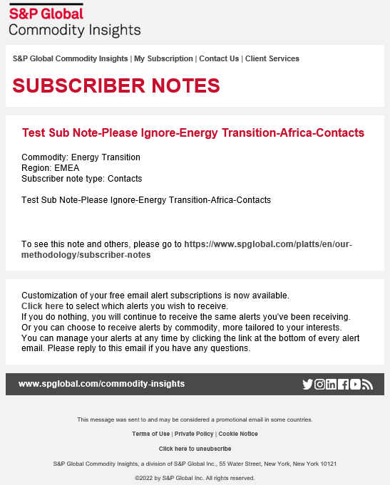 Subscriber Notes Sample